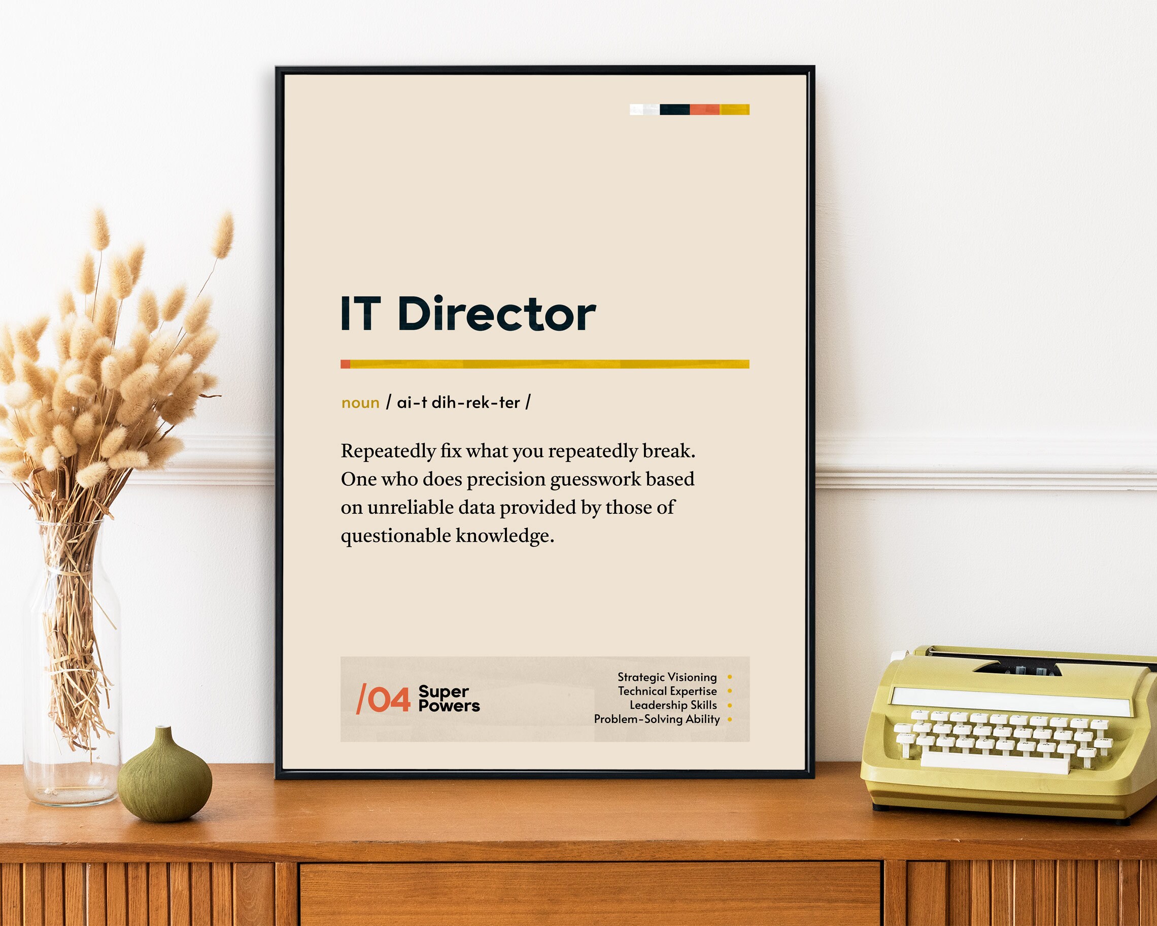 It Director Definition Poster, Funny Modern Office Gift, Technology ...