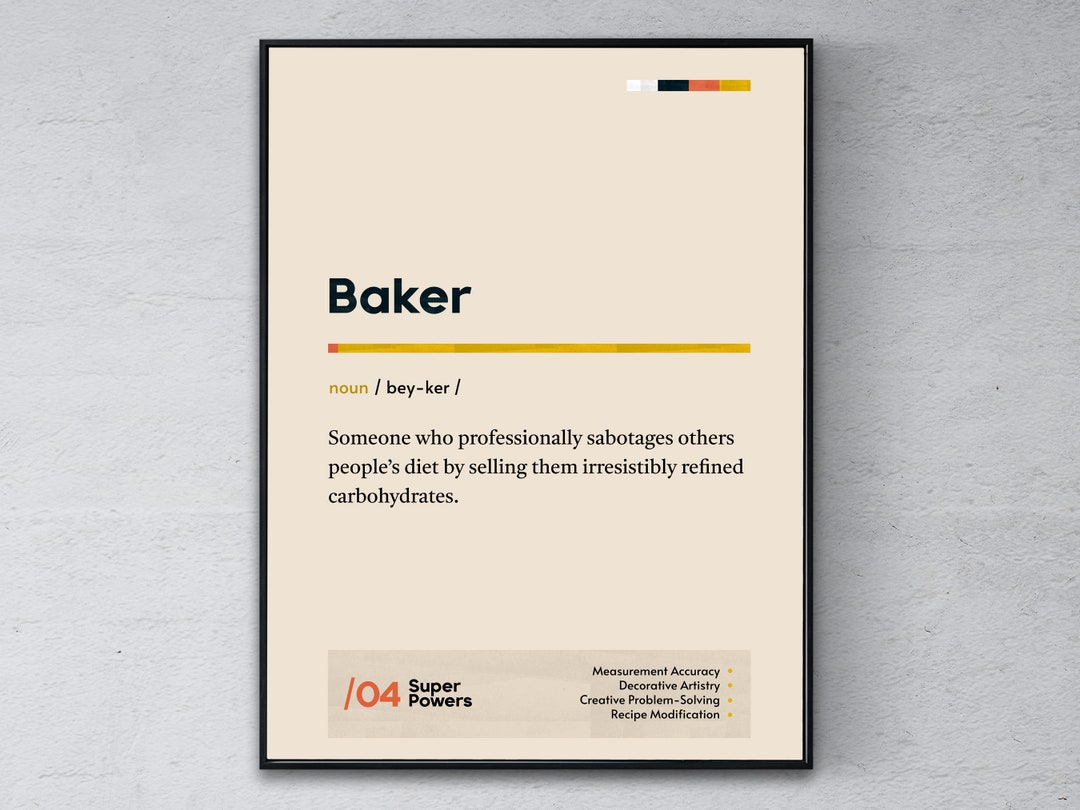 Baker Definition Poster, Funny Modern Office Gift, Confectioner ...