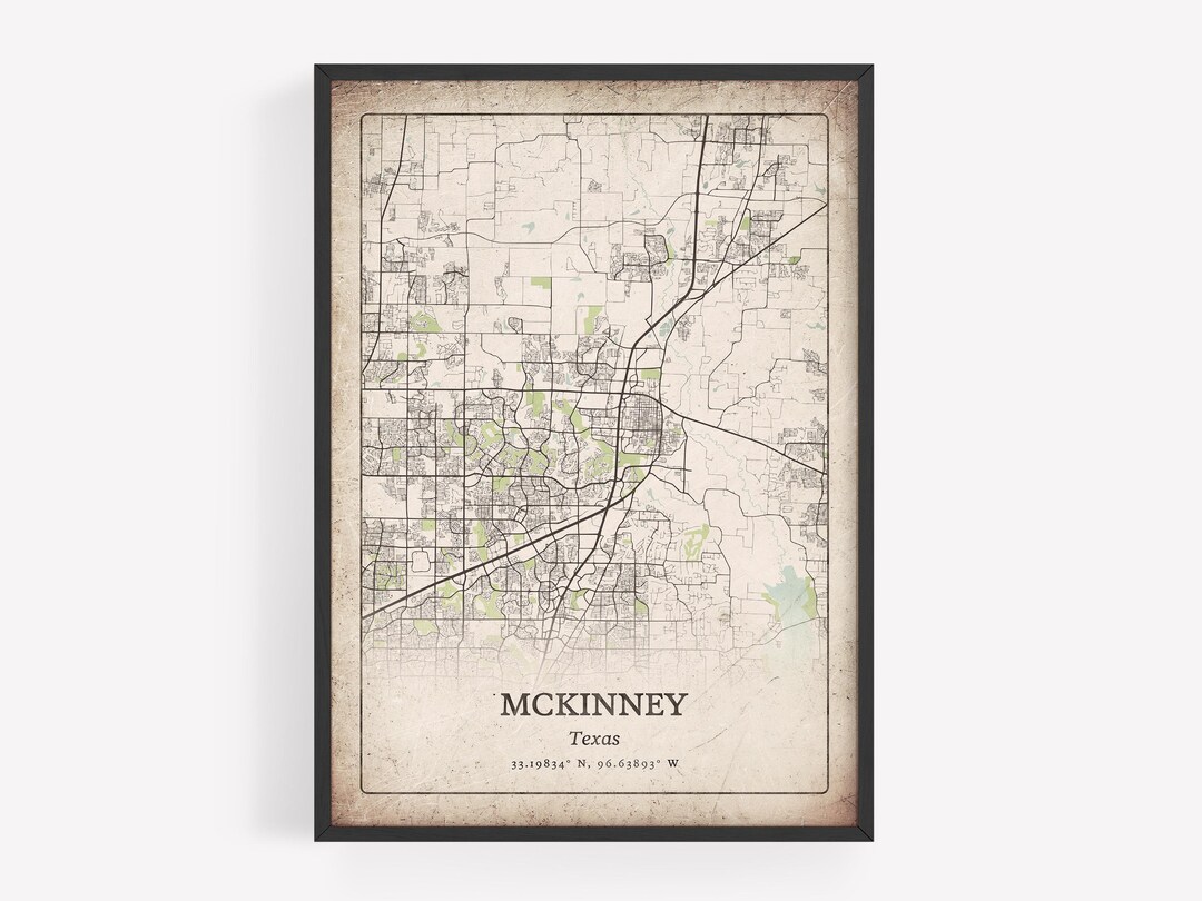 Classic Mckinney Map Print, Antique Retro Wall Art, Mckinney Poster ...