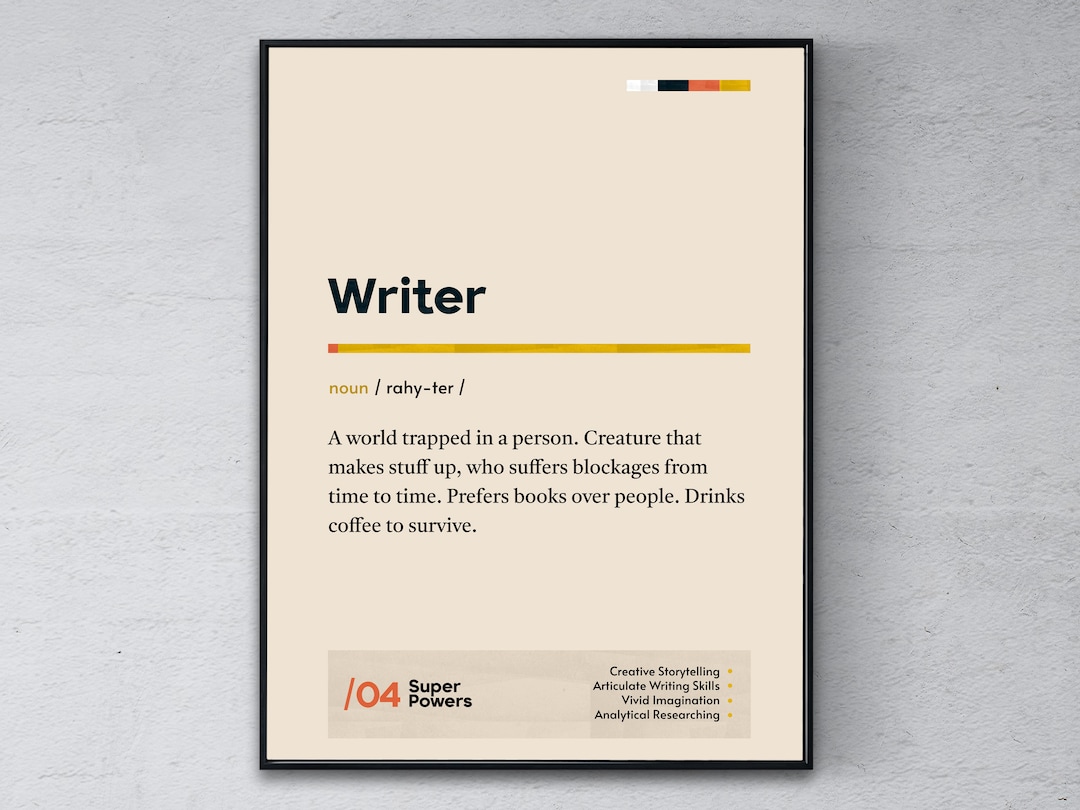 Writer Definition Poster, Funny Modern Office Gift, Scribe Coworker ...