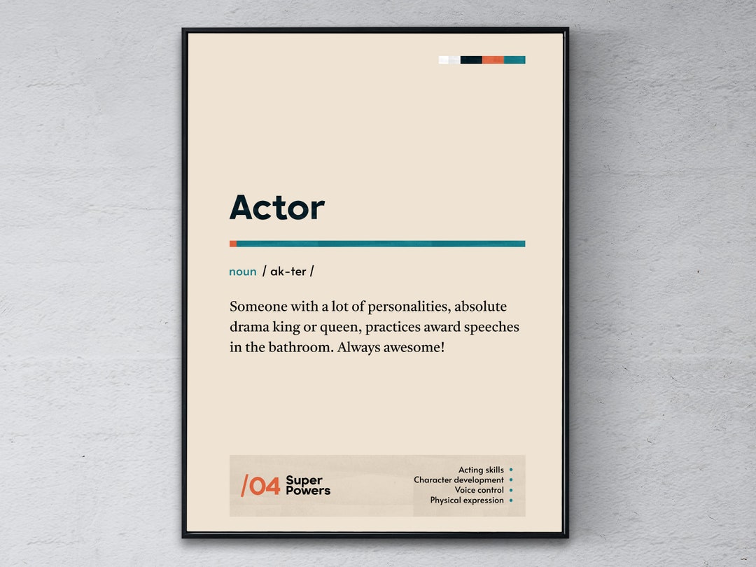 Actor Definition Poster, Funny Modern Office Gift, Performer Graduation ...