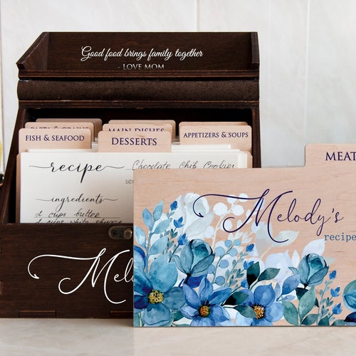 Floral Recipe Card Box 4x6 Personalized Christmas Gift for - Etsy
