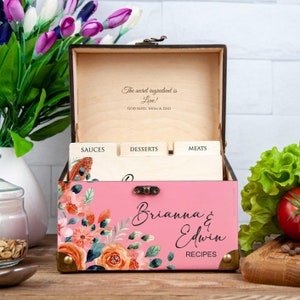 Recipe Box Personalized Recipe Box 4x6 or 5x7 Recipe Box Customized ...