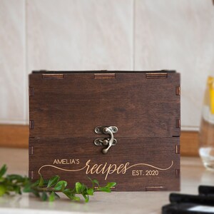 Personalized Recipe Card Box Gift for Mom Wooden Recipe Box and Cards ...