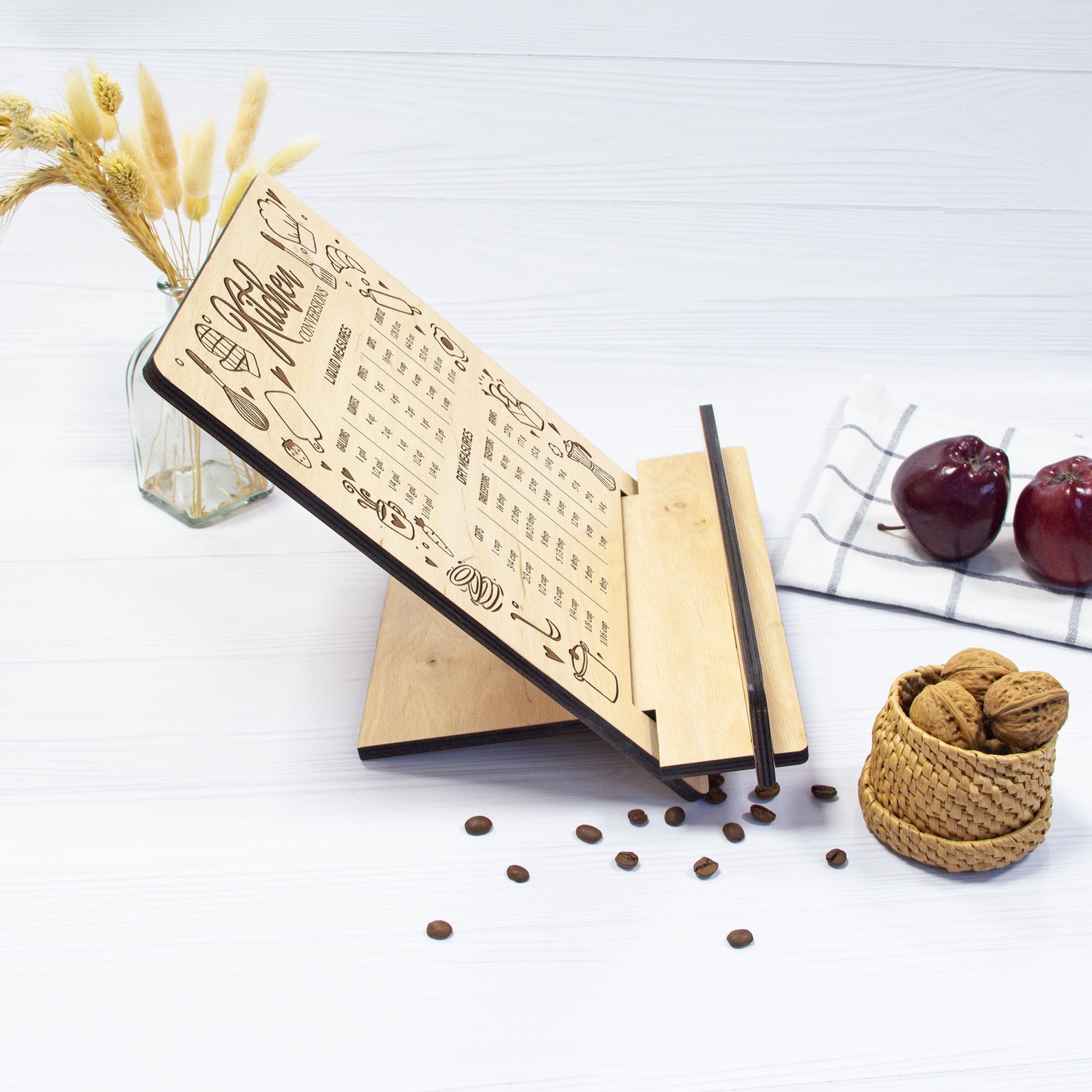Wood Kitchen Conversions, Gift for Mom, Personalized Cookbook Stand ...