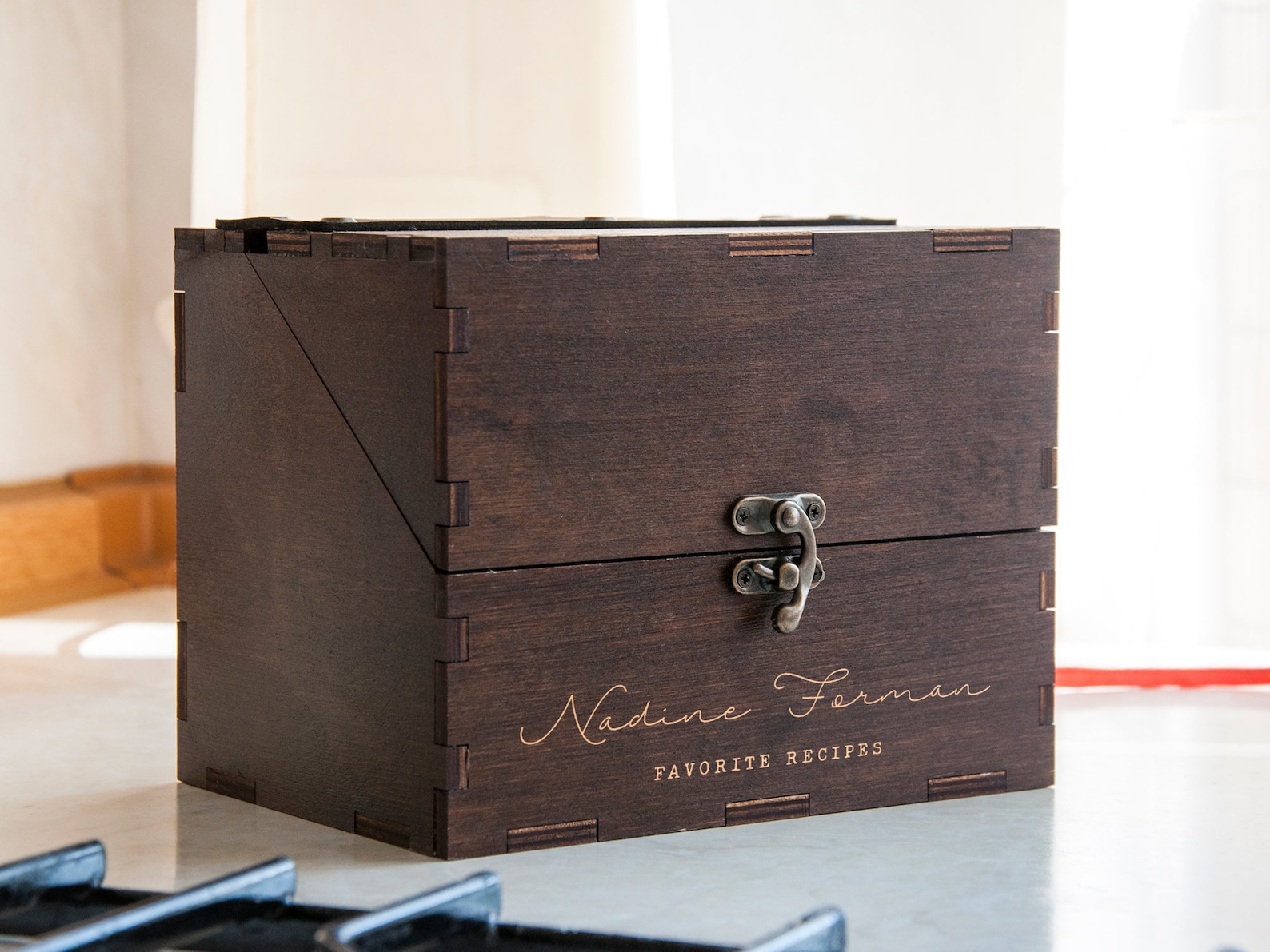 Personalized Recipe Box Wood Recipe Box With Dividers & - Etsy