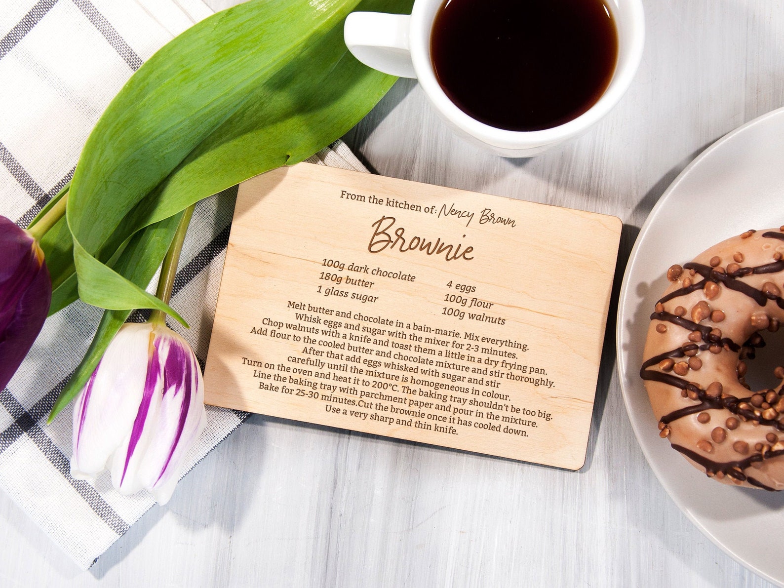 Wooden Recipe Cards Mothers Day Gift for Mom Custom 4x6 Recipe Card ...