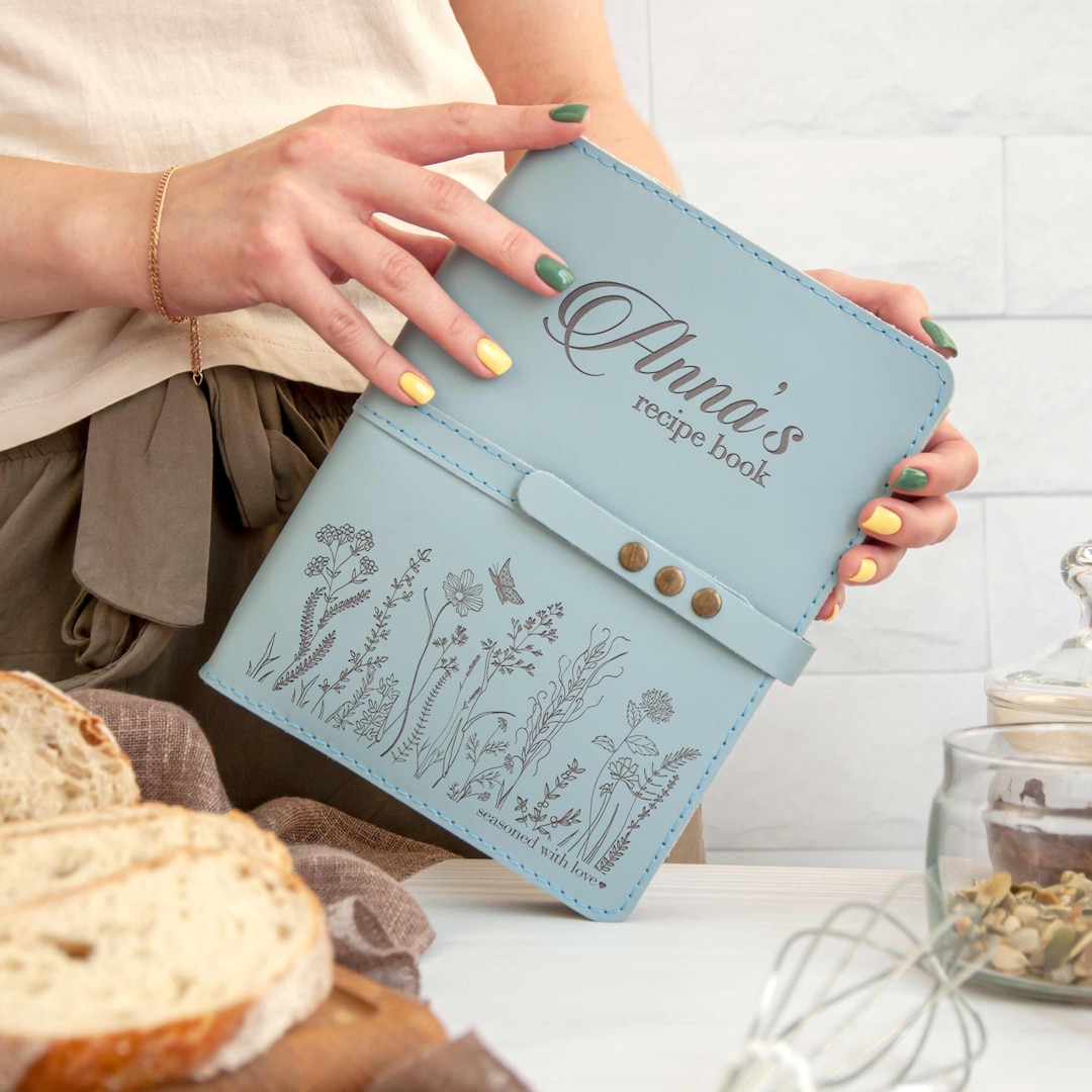 Personalized Recipe Book Binder Leather Recipe Notebook Unique ...