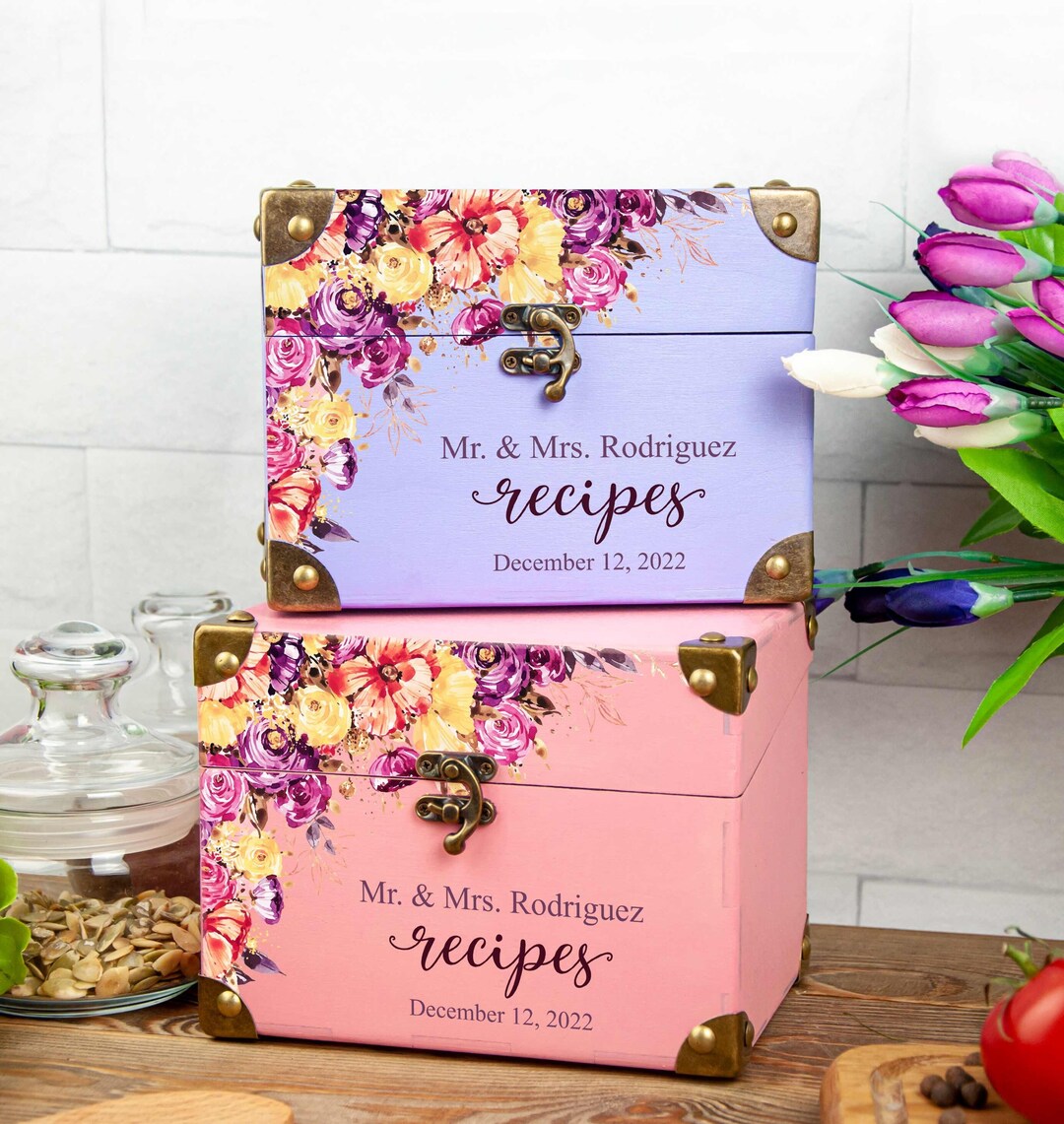Mr and Mrs Recipe Card Box for Bridal Shower Family Christmas Gift ...