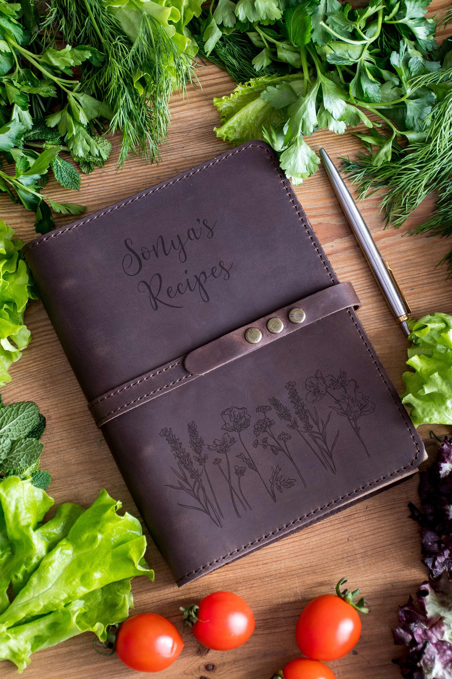 Leather Recipe Book With Flowers Personalized Mothers Day Gift - Etsy