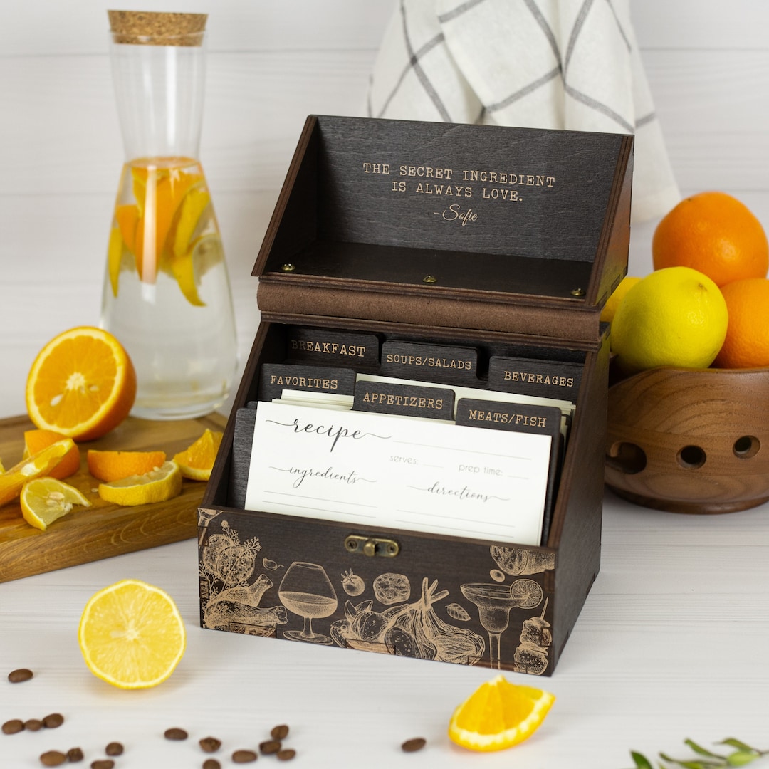 Personalized Recipe Box for Men Wooden Recipe Card Box Heirloom Family ...