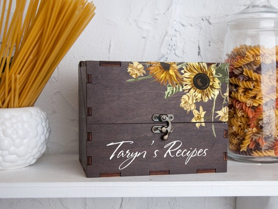Sunflowers Recipe Card Box With 9 Recipe Dividers & 150 Recipe - Etsy