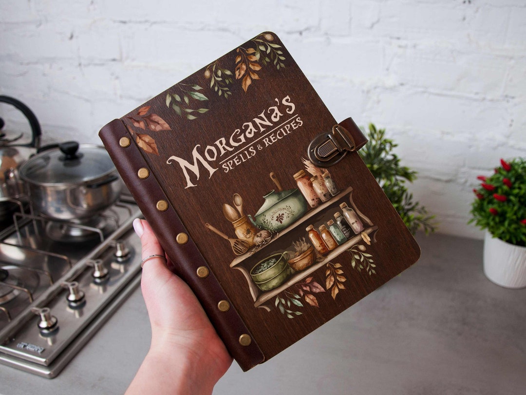 Personalized Halloween Recipe Book Wooden Recipe Binder Witch Recipe ...