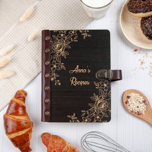 Personalized Recipe Journal Flowers Pattern Blank Recipe Book Binder ...