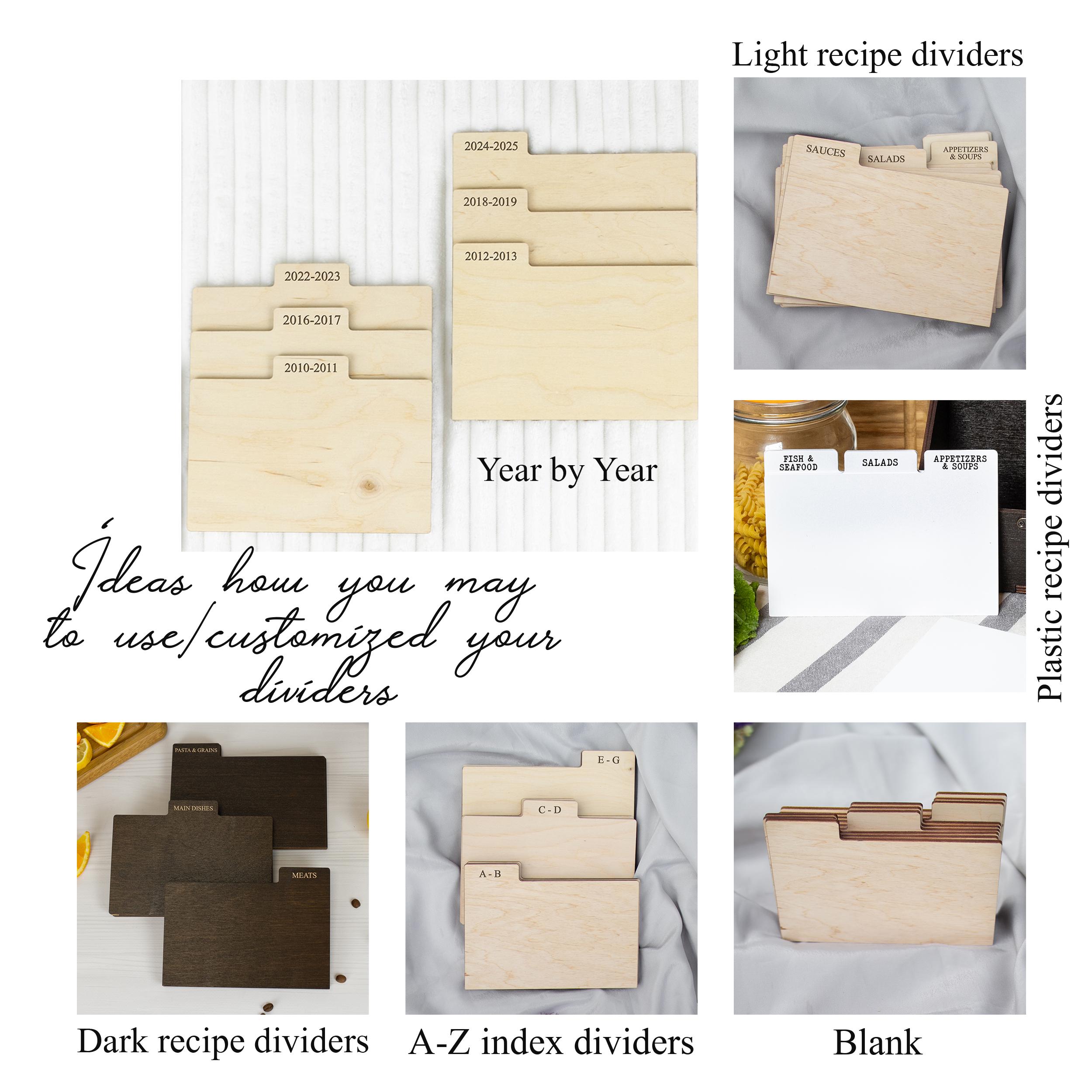 Recipe Box Dividers - 3x5, 4x6, 5x7 - Tab Dividers for Recipe Box ...