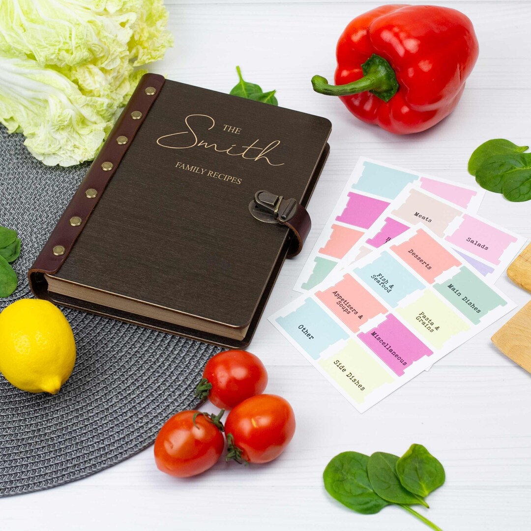 Personalized Family Recipe Book Kitchen Gift for Hostess Wooden ...