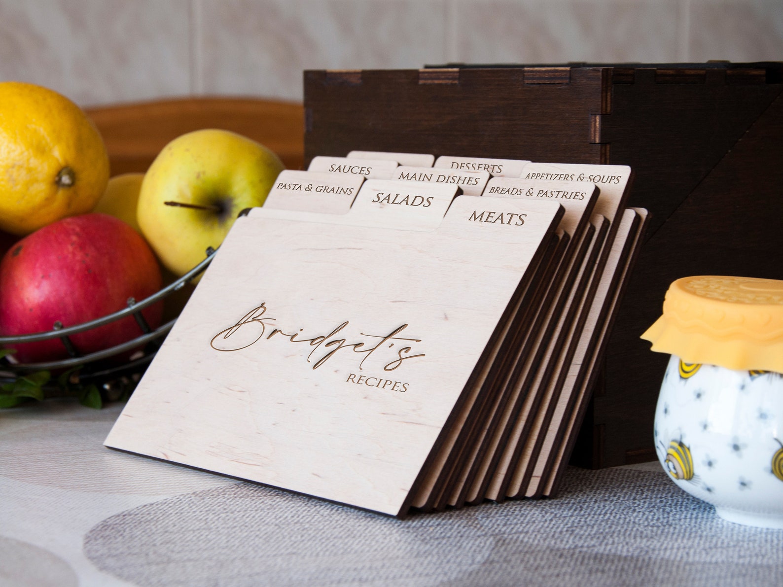 Personalized Recipe Box With Dividers & Cards Custom Christmas Gift for ...