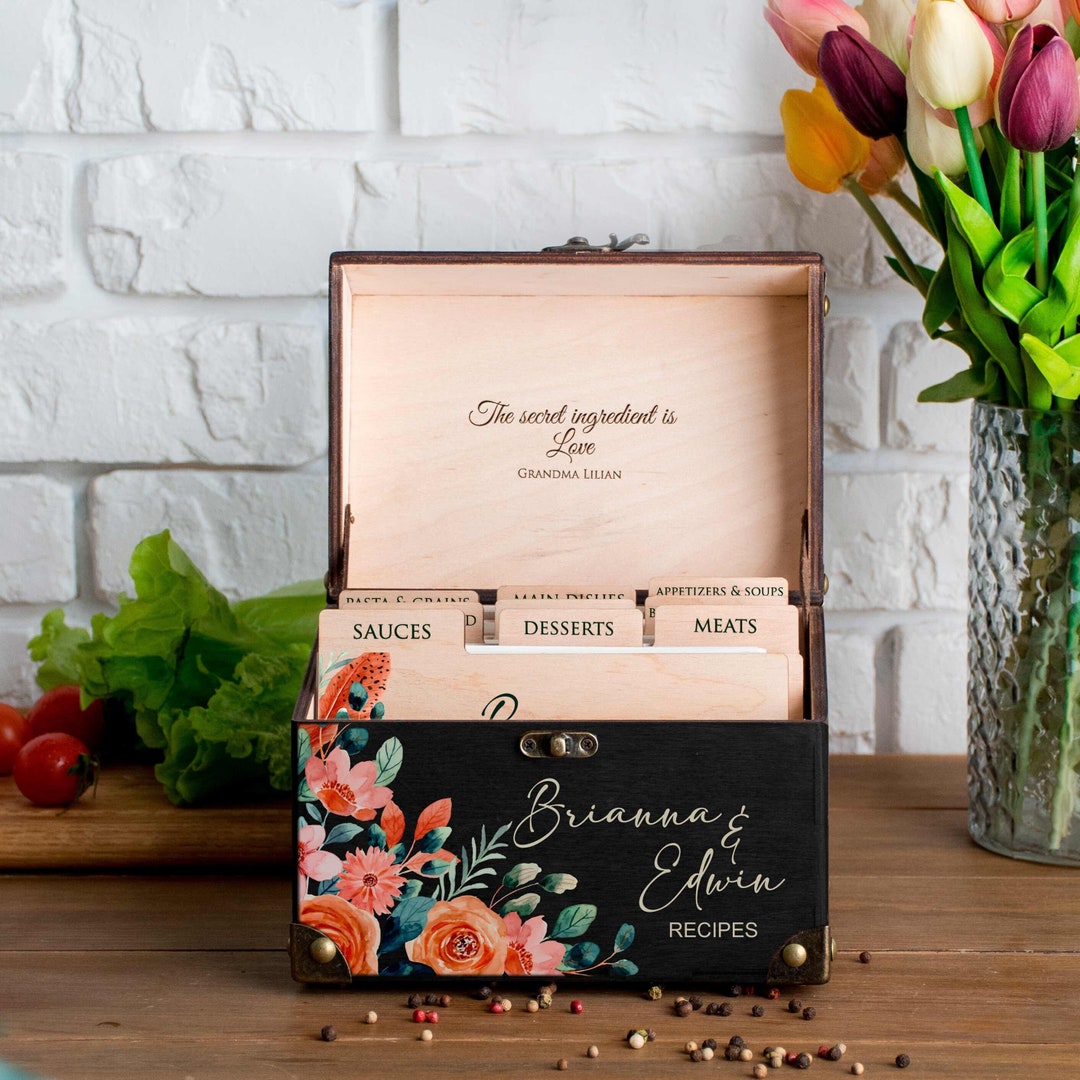 Recipe Box Personalized Recipe Box 4x6 or 5x7 Recipe Box Customized ...