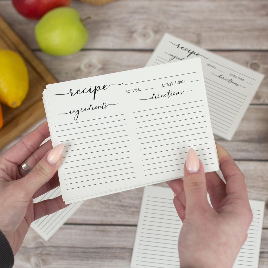 Recipe Cards 3x5, 4x6, 5x7 | Set of 50, 100, 150, 200 | Double Sided ...