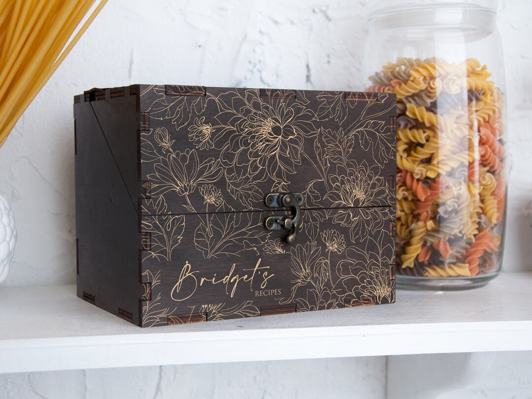 Personalized Recipe Box With Dividers & Cards Custom Christmas - Etsy