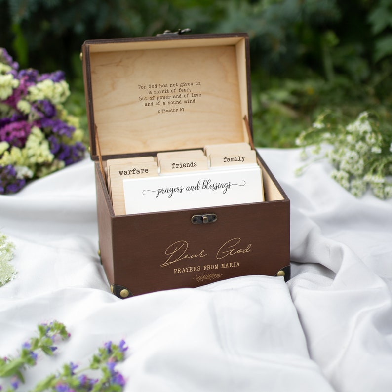 Dear God Prayer Box Personalized Wooden Scripture Box With Prayer Cards ...