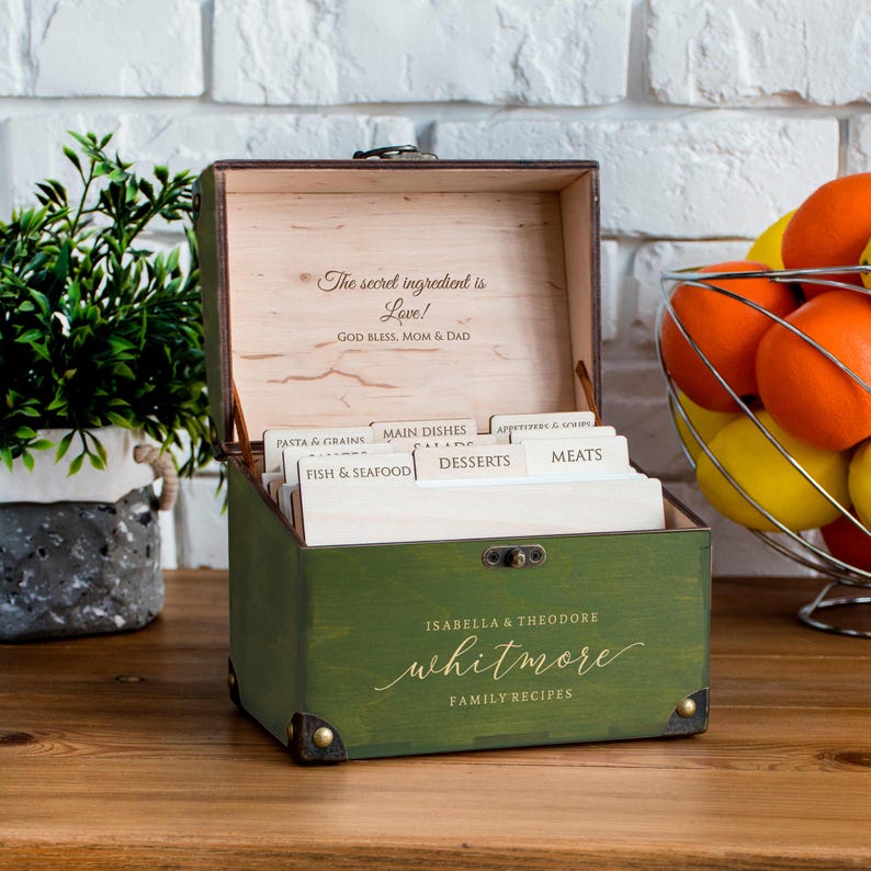 Family Recipe Box Personalized Wooden Recipe Card Box 5th Anniversary ...