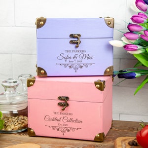 Personalized Wedding Recipe Box Bridal Shower Gift for Couple Wooden ...