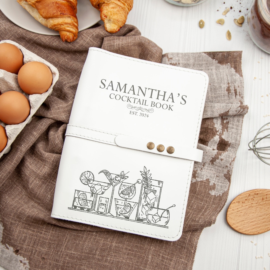 Leather Bar Recipe Book Personalized Cocktail Journal Custom Drink ...