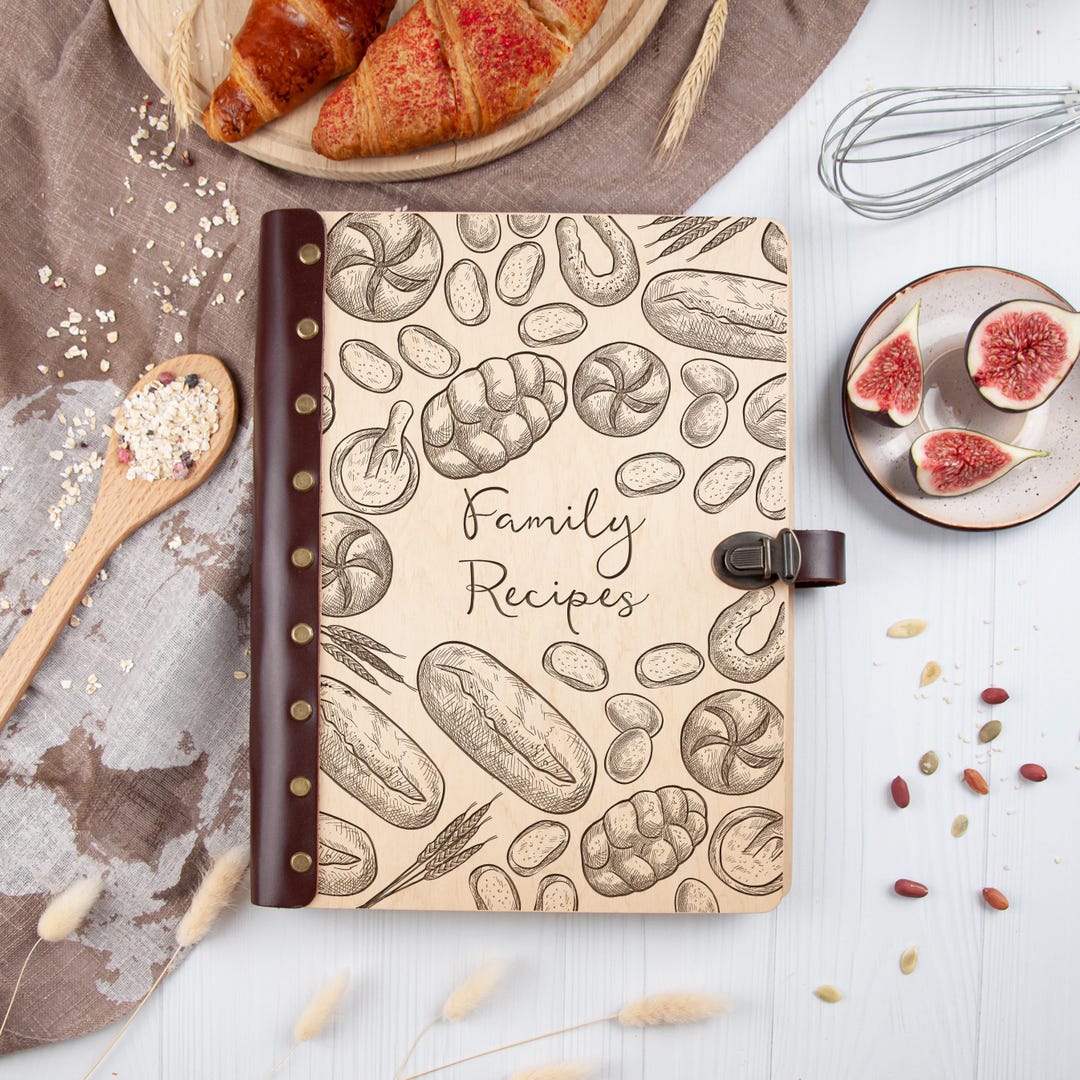 Personalized Wood Recipe Book: Engraved Family Cookbook, Kitchen Gift ...