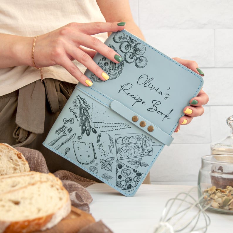 Personalized Recipe Book Leather Cookbook Mothers Day Gift for Grandma ...