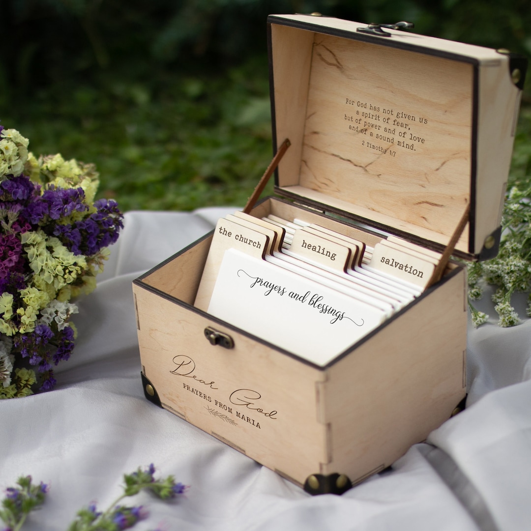 Dear God Prayer Box Personalized Wooden Scripture Box With Prayer Cards ...