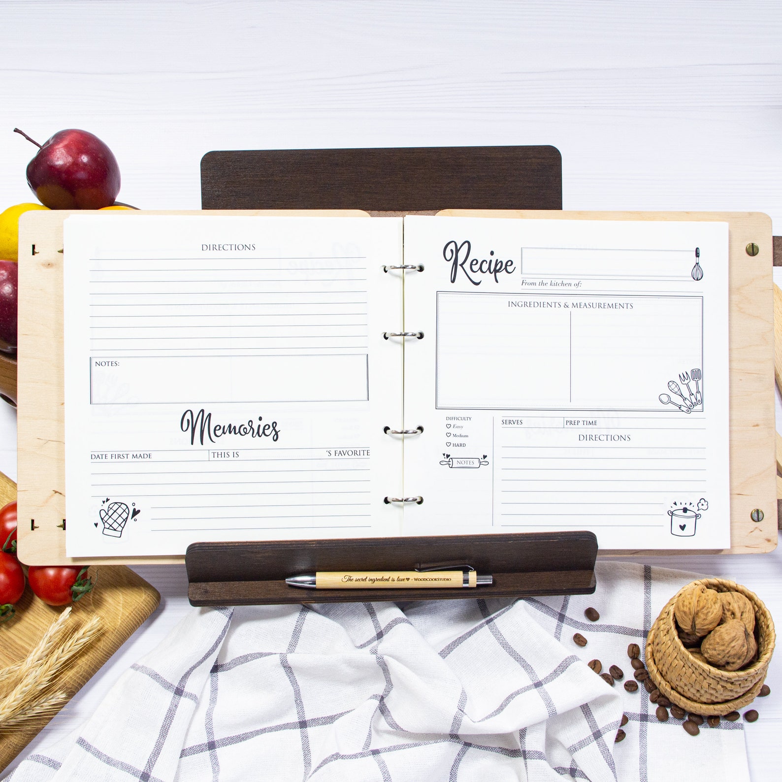 Cook Book Stand Wood Handwritten Recipe Family Heirloom Gifs for ...