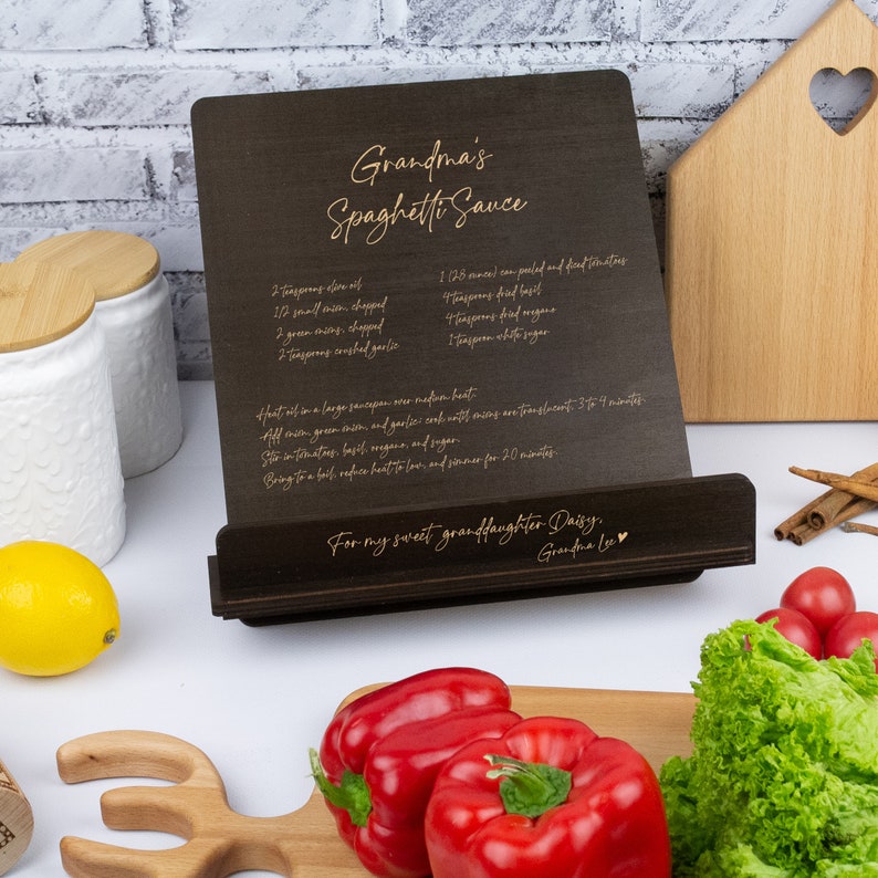 Cook Book Stand Wood Handwritten Recipe Family Heirloom Gifs for ...