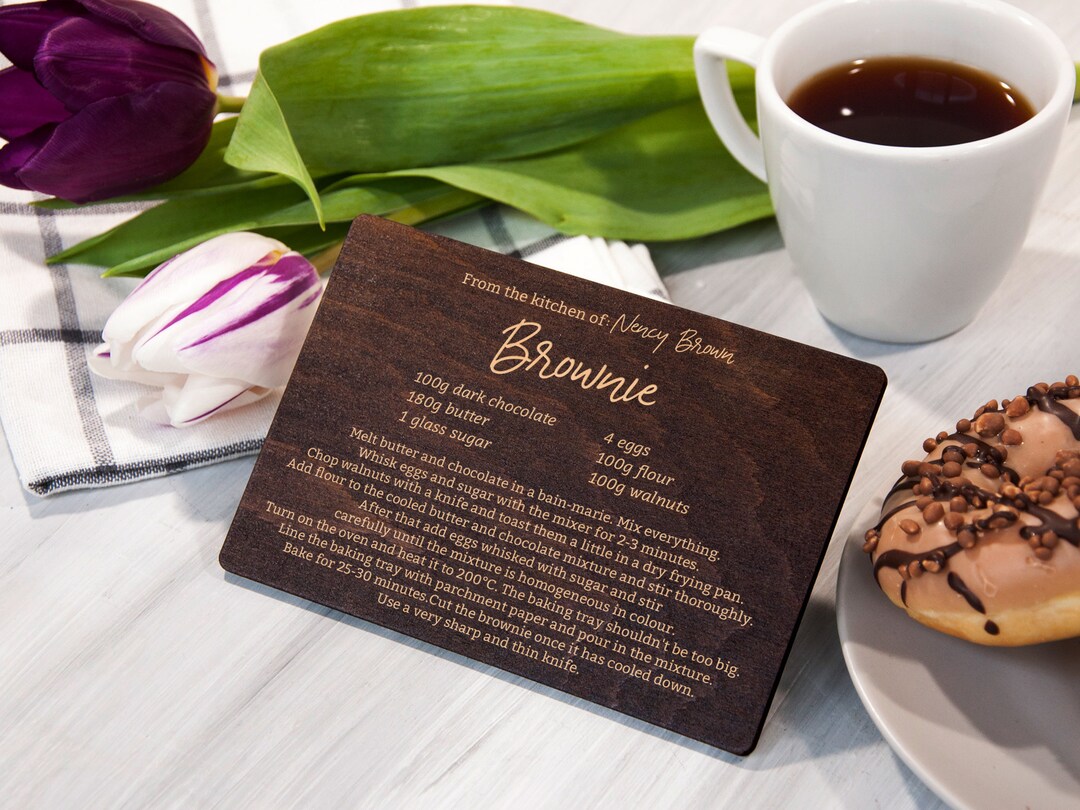 Wooden Recipe Cards Mothers Day Gift for Mom Custom 4x6 Recipe Card ...