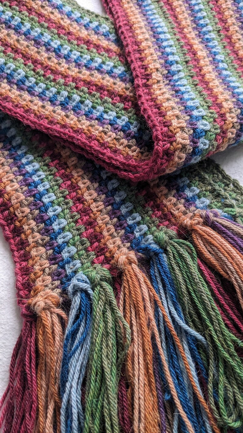 Crochet Moss/linen Stitch Scarf Pattern With Tassels (PDF Pattern)) - Etsy