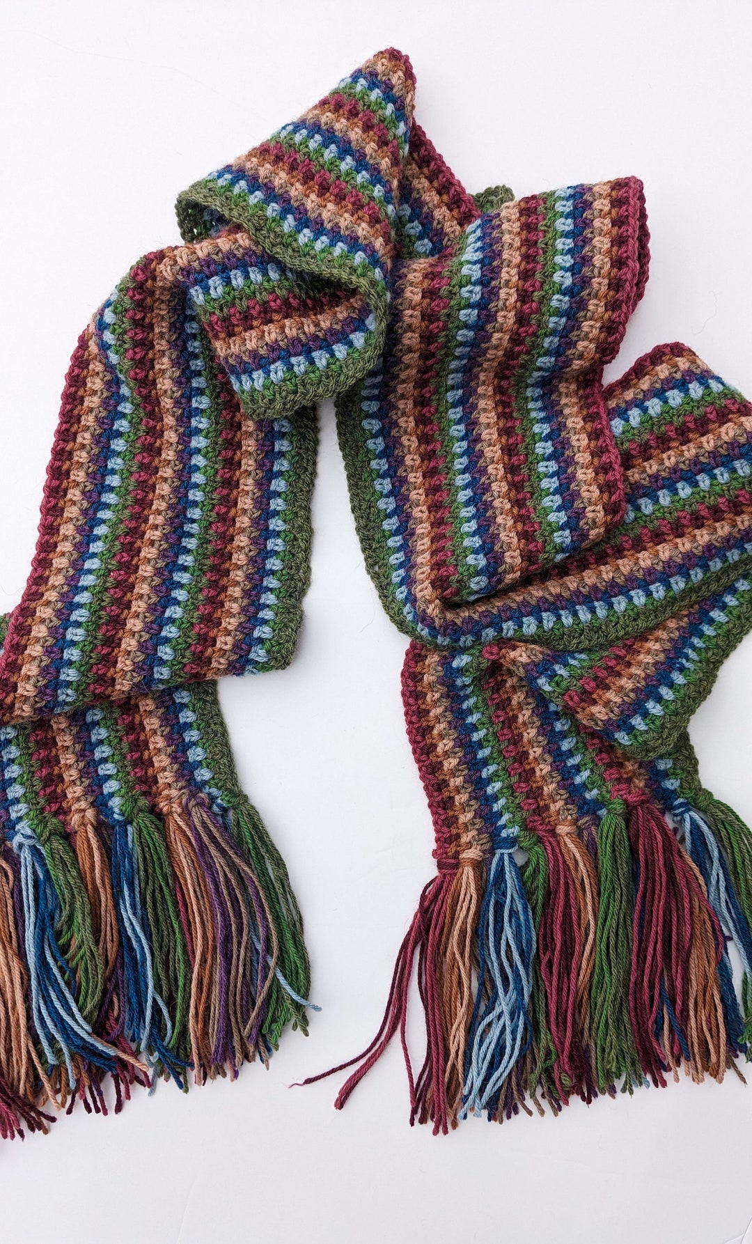 Crochet Moss/linen Stitch Scarf Pattern With Tassels (PDF Pattern)) - Etsy