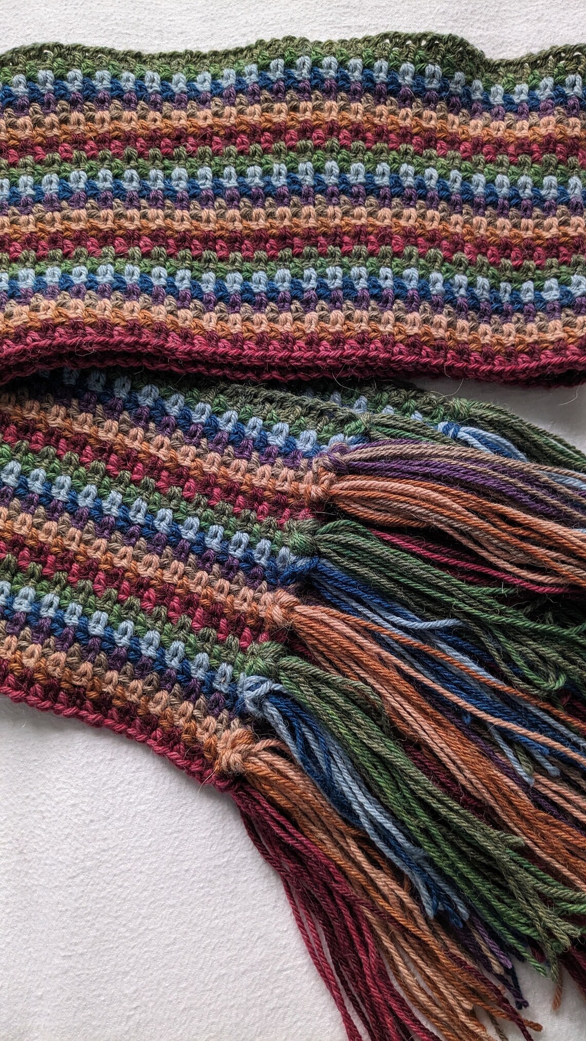 Crochet Moss/linen Stitch Scarf Pattern With Tassels (PDF Pattern)) - Etsy