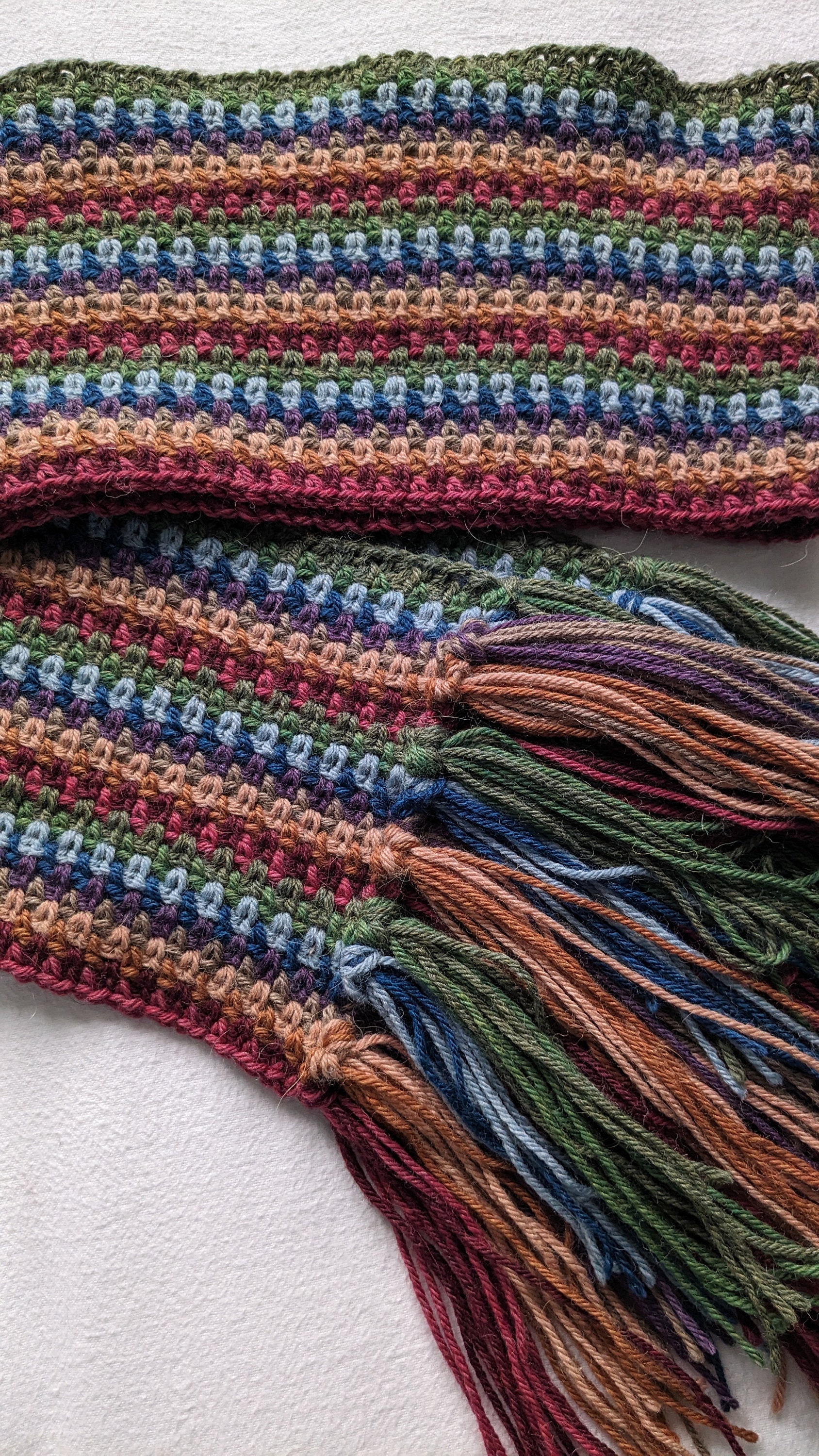 Crochet Moss/linen Stitch Scarf Pattern With Tassels (PDF Pattern)) - Etsy