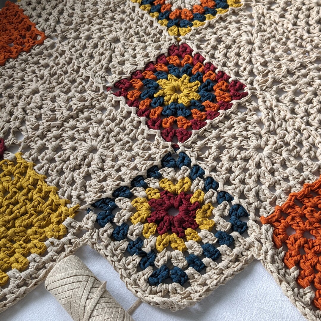 Rug Crochet Pattern - “moroccan Sunrise”, Granny Square Rug PDF Pattern ...