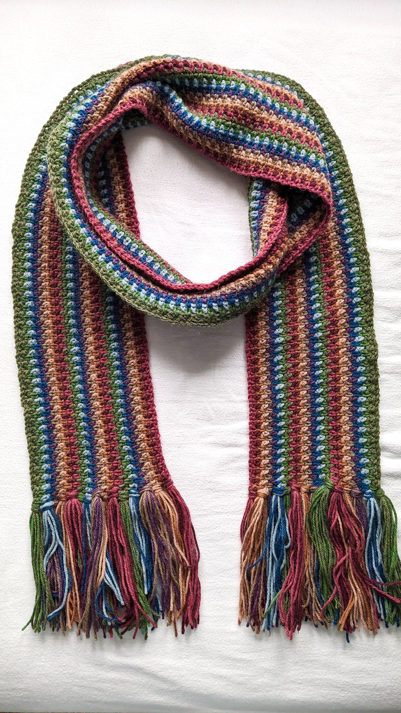 Crochet Moss/linen Stitch Scarf Pattern With Tassels (PDF Pattern)) - Etsy