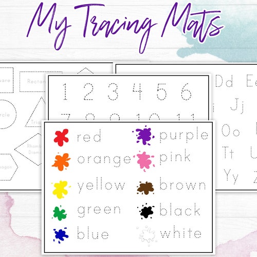 Tracing Mats Name Tracing Mat Practice Numbers Shapes and - Etsy