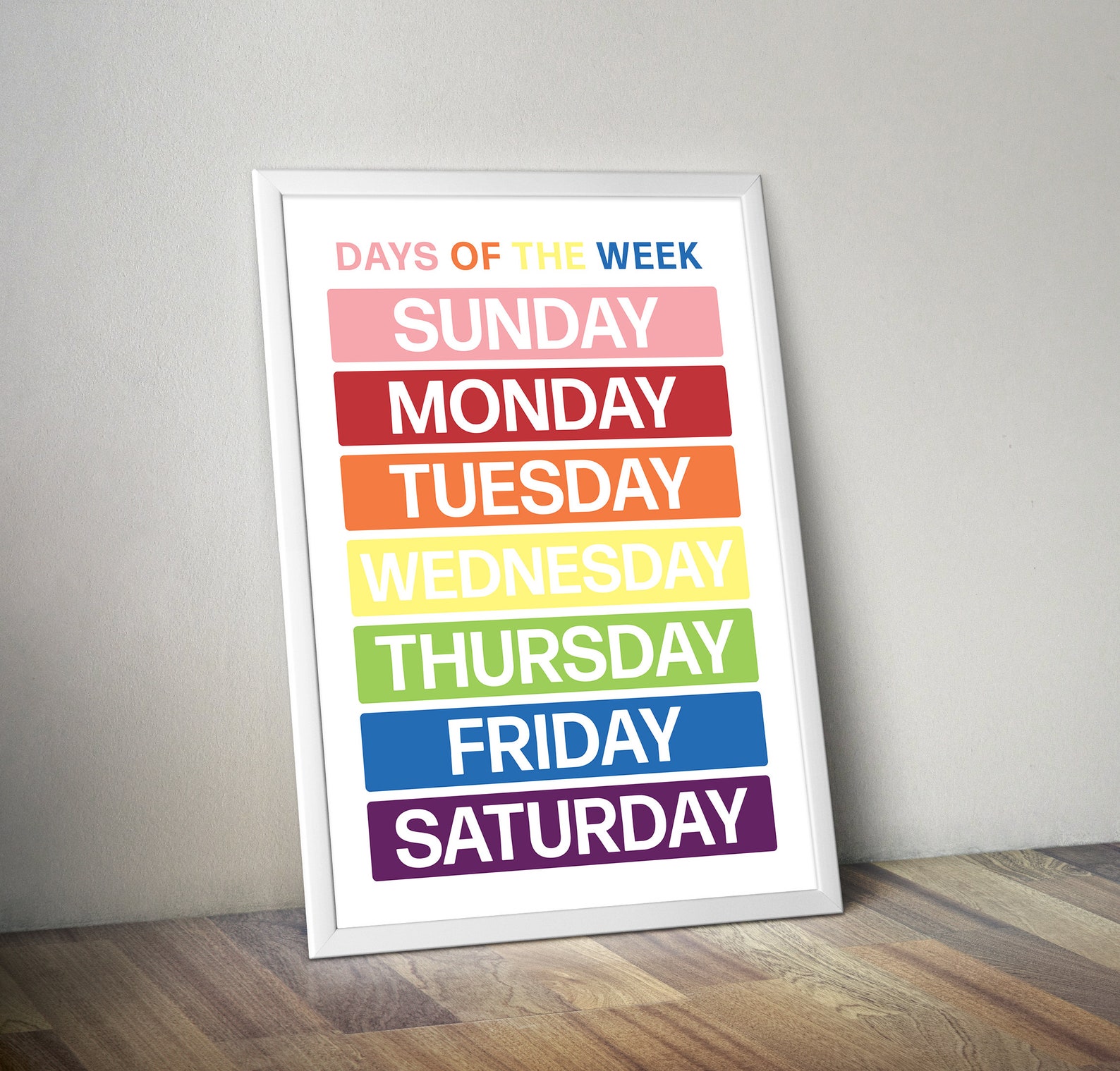 Days of the Week Printable Poster, Nursery Art, Preschool Poster ...