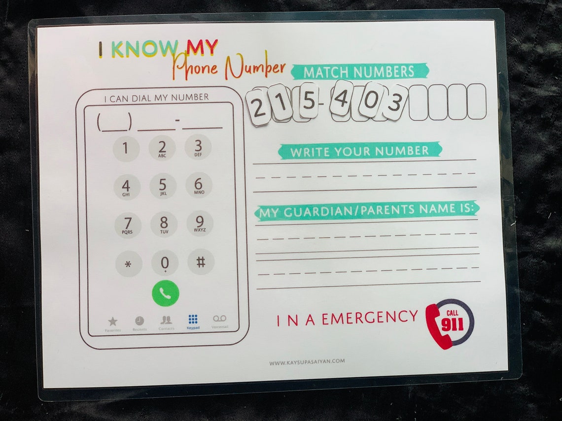 I Know My Phone Number, Phone Number Practice, About Me Learning Tool ...