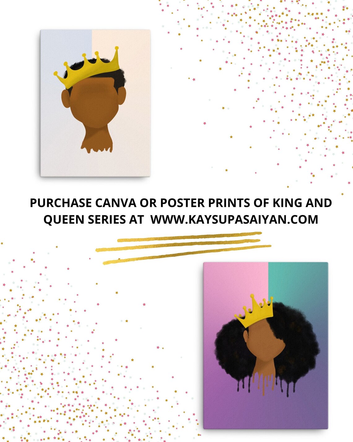 Young Kings and Young Queen, Brothers and Sister Art Printable, Afro ...