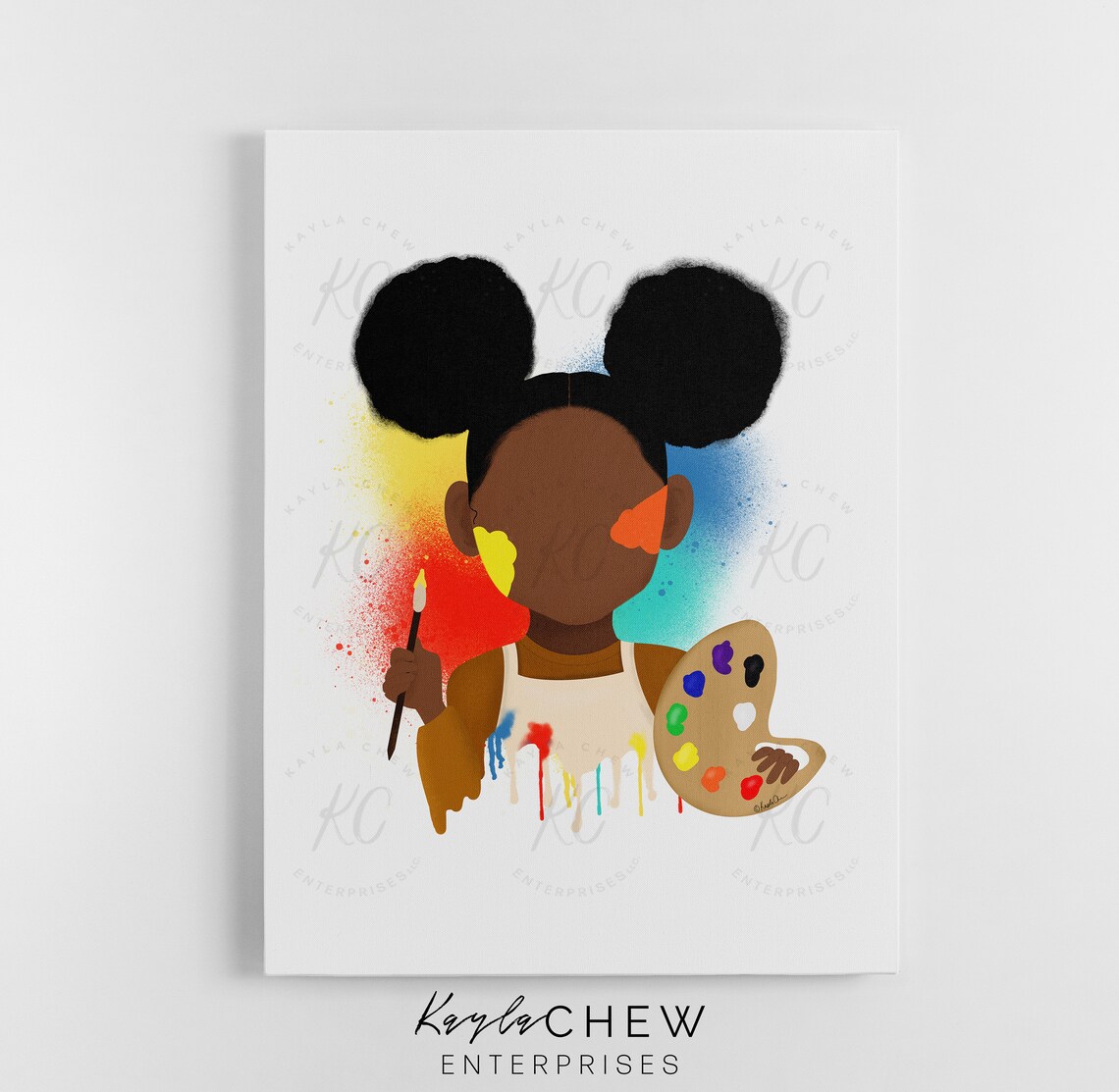 Girl Artist Printable, Afro Art, African American Art, Printable Wall ...