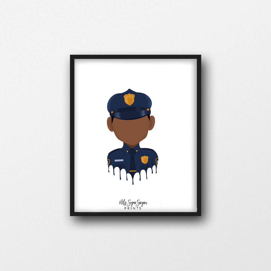 Police Officer Art Printable, Careers Art, African American Art ...
