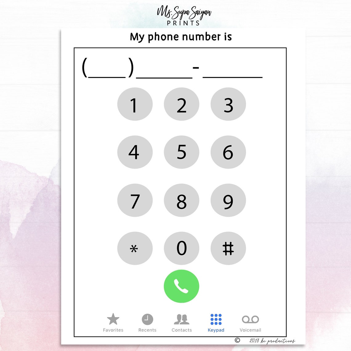 I Know My Phone Number, Phone Number Practice, About Me Learning Tool ...