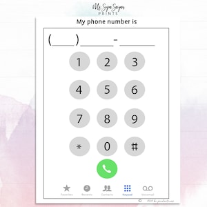 I Know My Phone Number, Phone Number Practice, About Me Learning Tool ...
