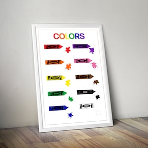 Colors Printable Poster, Nursery Art, Preschool Poster, Homeschool ...