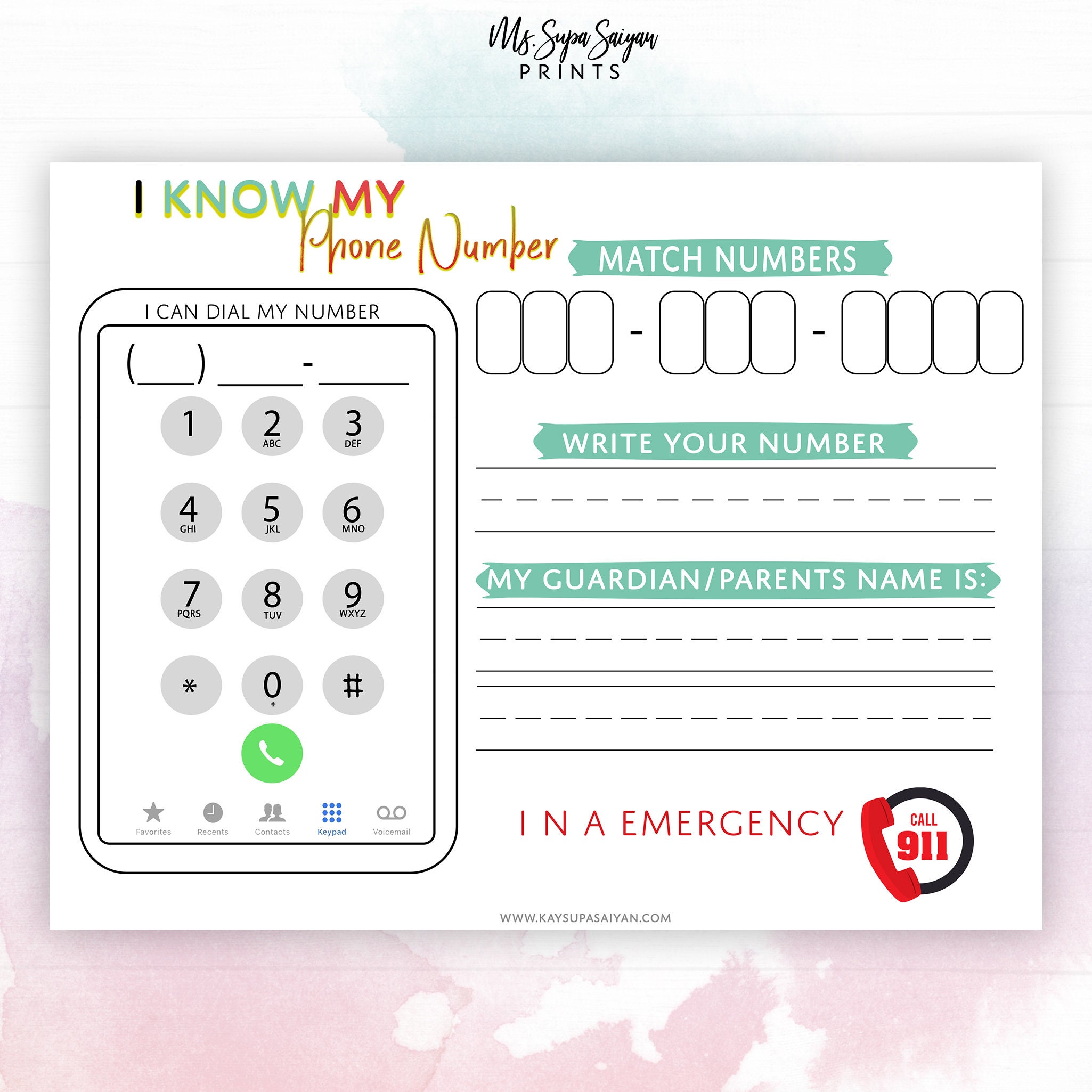 I Know My Phone Number, Phone Number Practice, About Me Learning Tool ...